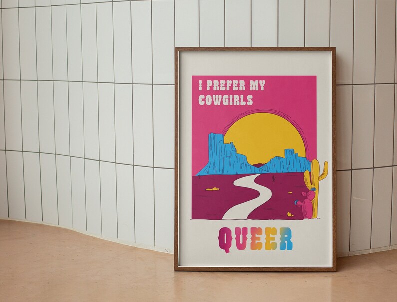 Pan Pride Art, Cowgirl Wall Art, Queer Art Print, Queer Cowgirl Art ...