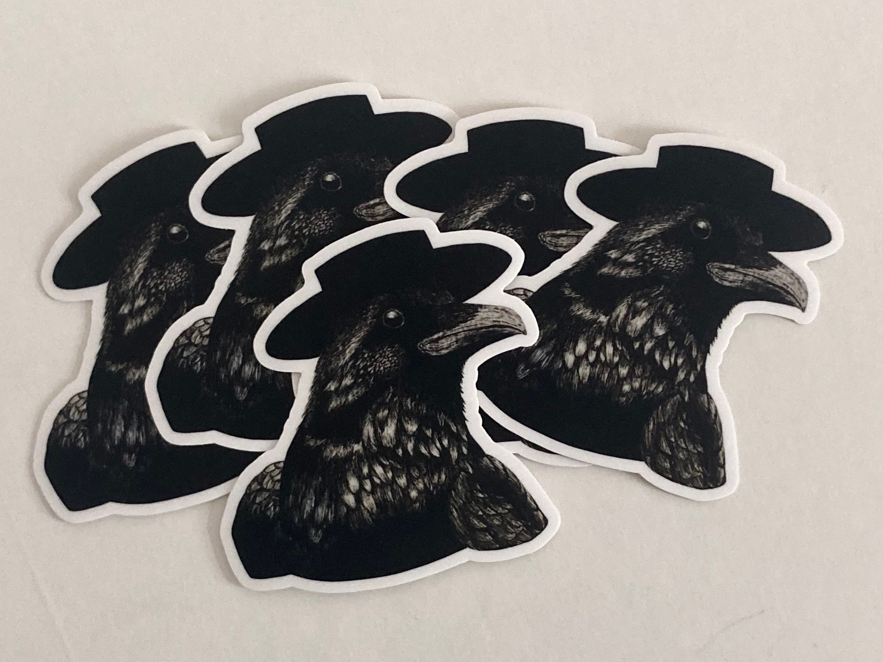 Crow With A Hat Sticker Original Art Sticker 2.79 X 3 Inches - Etsy