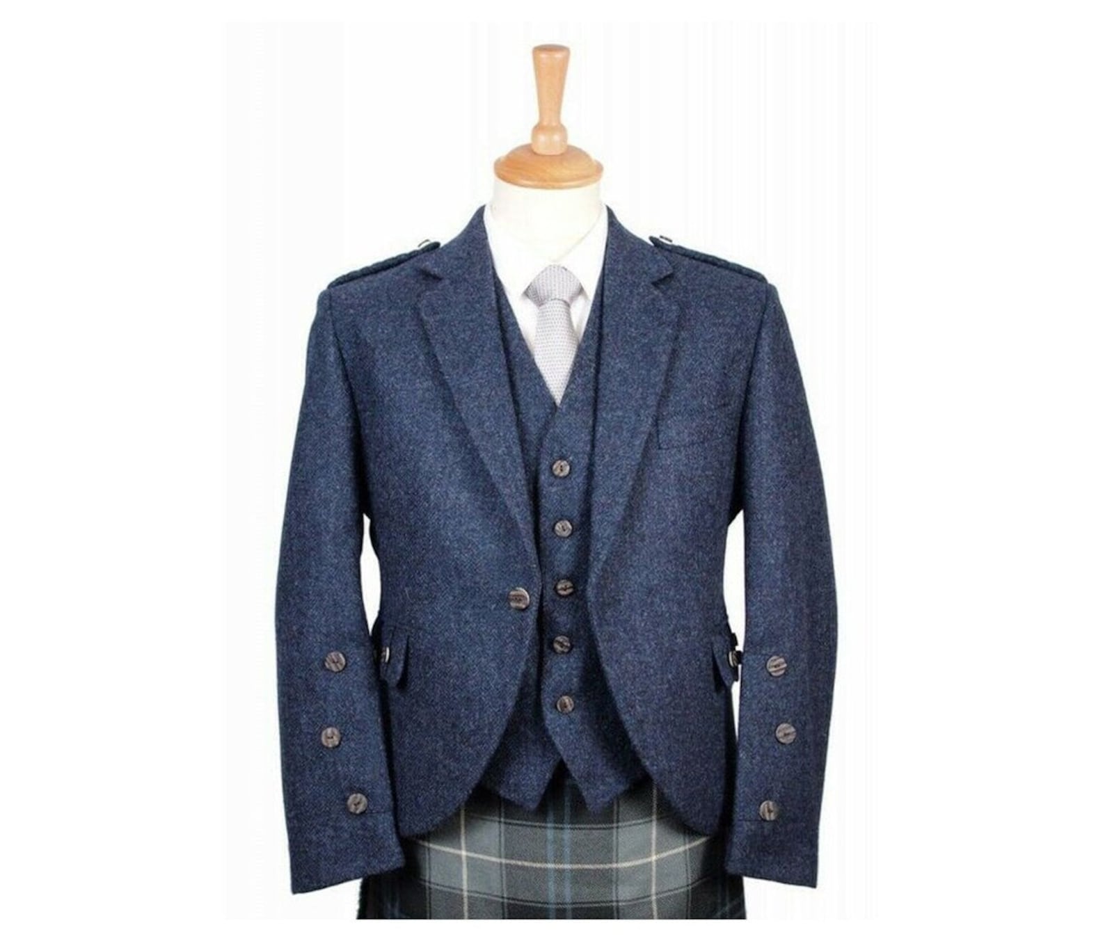 Scottish Men's Kilt Jacket With Vest Handmade Tweed Argyle Kilt Jacket ...