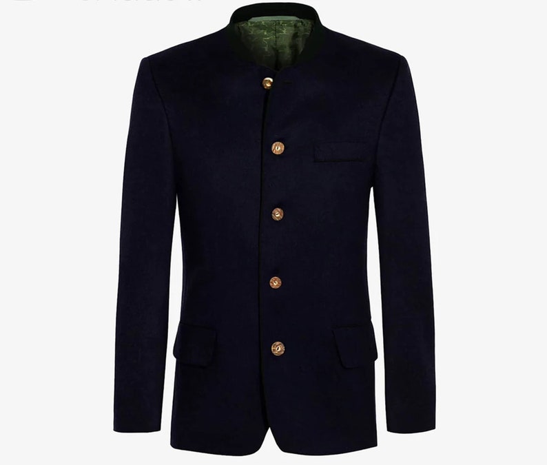 Men's Trachten Jacket Handmade Blue Bavarian Jacket Traditional German ...
