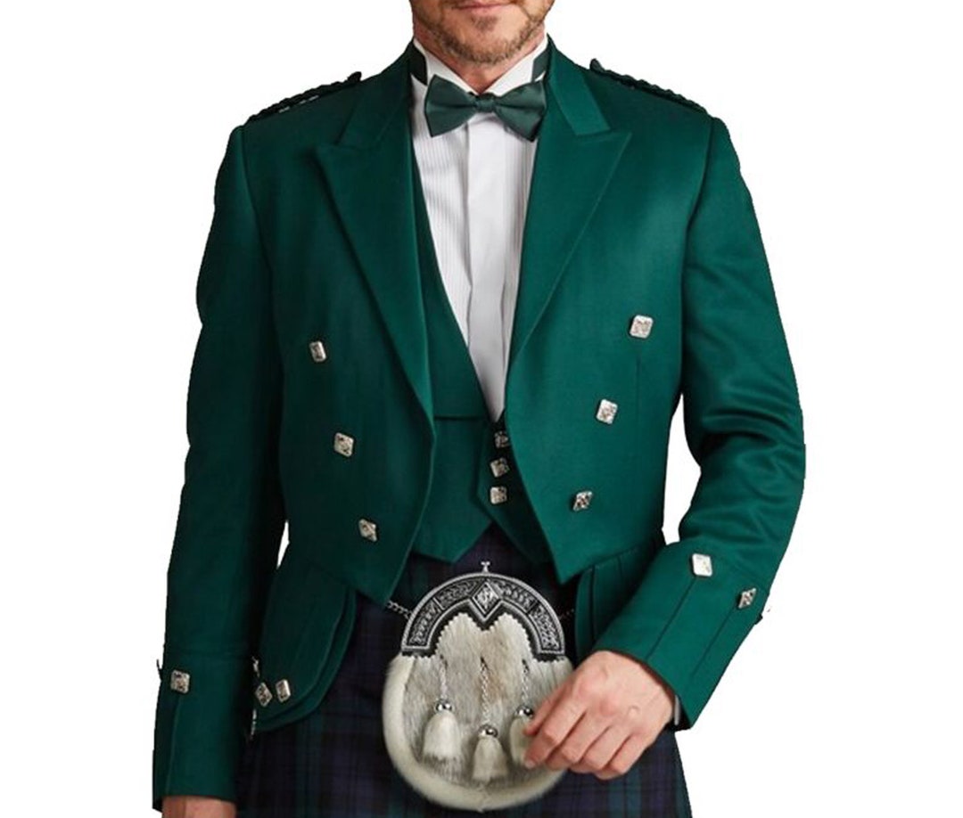 Scottish Prince Charlie Kilt Jacket With Vest Men's Wool Wedding Kilt ...