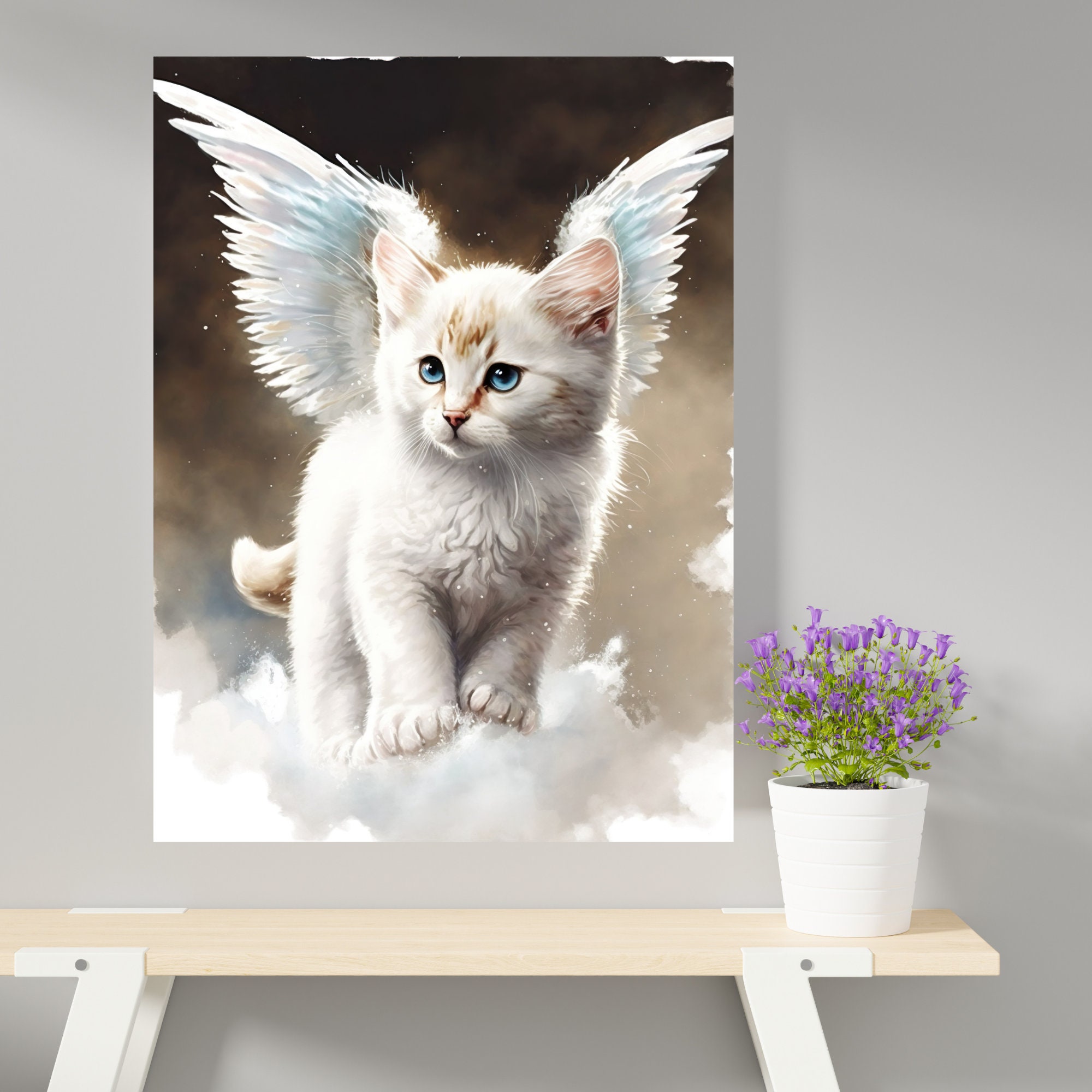 White Cat With Angel Wings