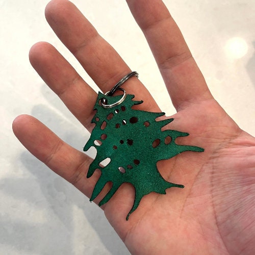 Lebanese Cedar Tree Leather Pendant Keychain, Hanging Lebanon Key Ring ...