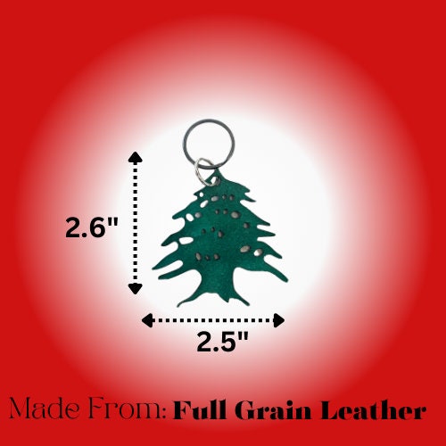 Lebanese Cedar Tree Leather Pendant Keychain, Hanging Lebanon Key Ring ...