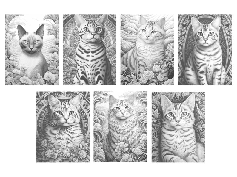 Adorable Cat in Pose Relaxing Coloring Pages Adult or Kids - Etsy