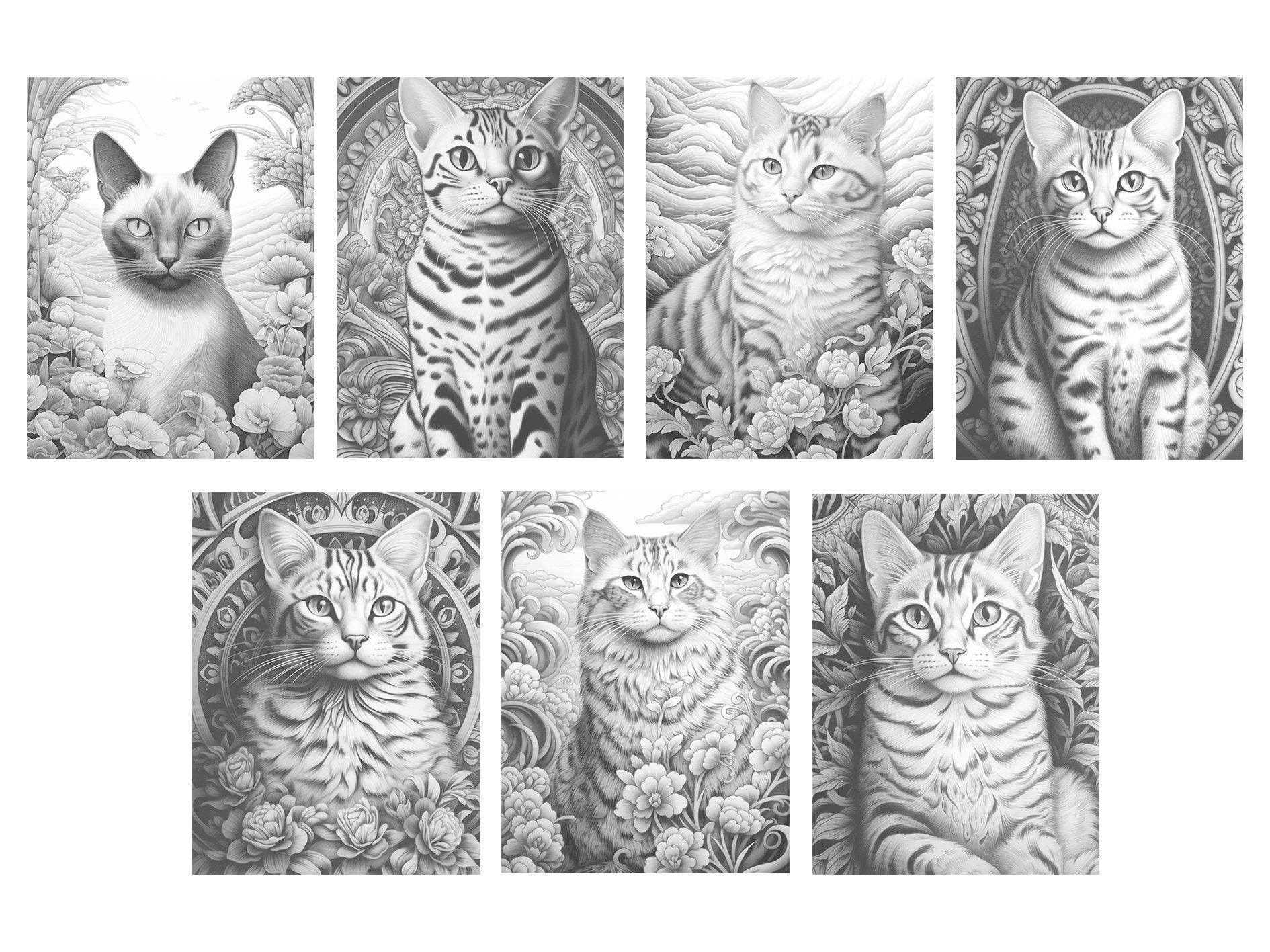 Adorable Cat in Pose Relaxing Coloring Pages Adult or Kids - Etsy