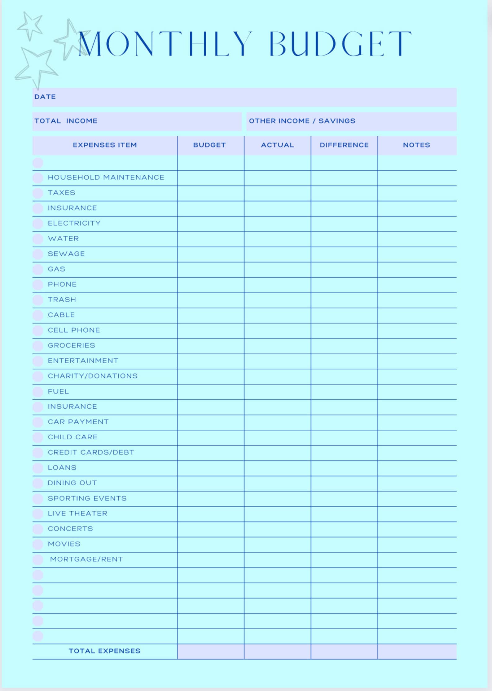 Weekly/monthly/fortnightly Budget Planning Spreadsheet Digital Download ...