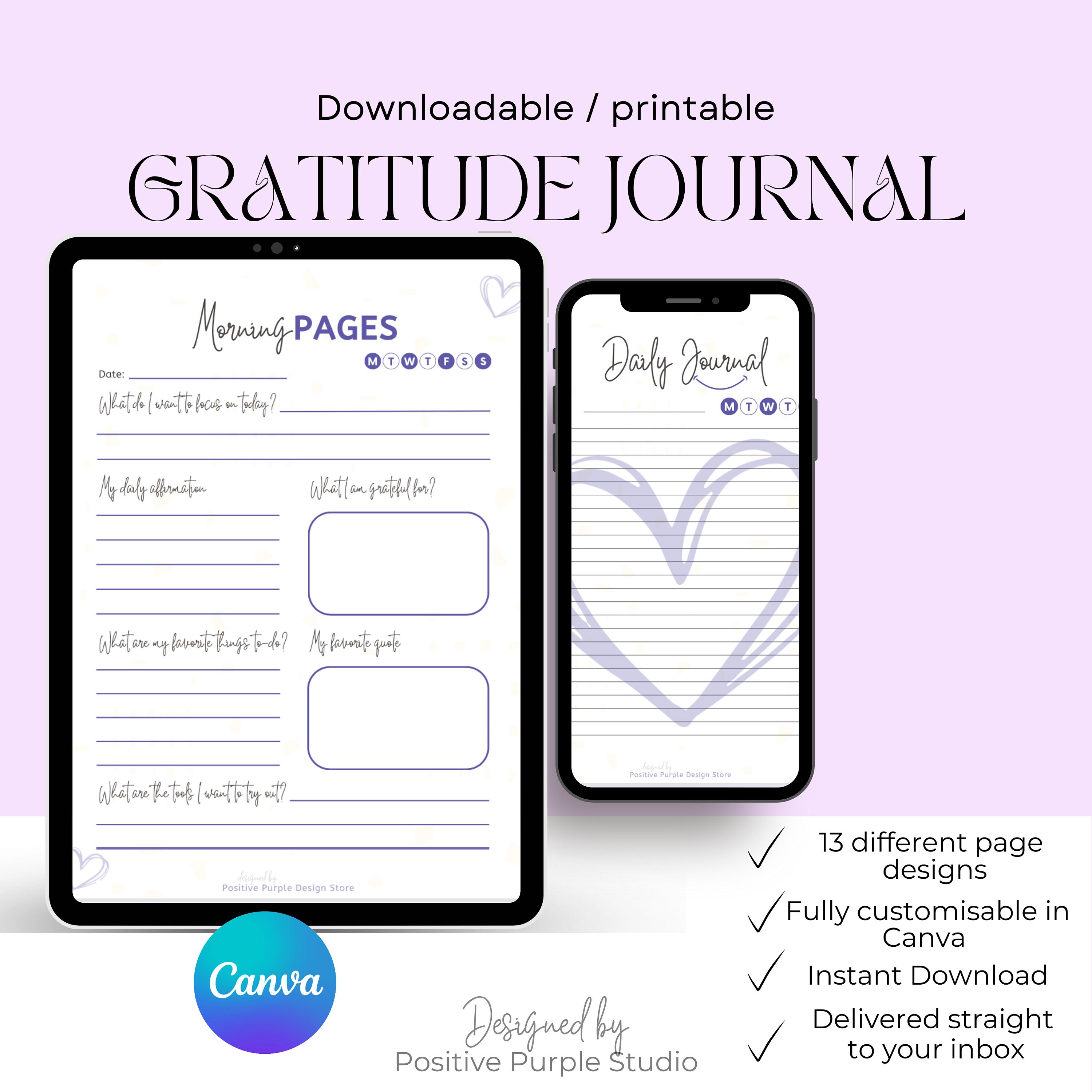 Printable Gratitude Journal Downloadable Printable - Etsy