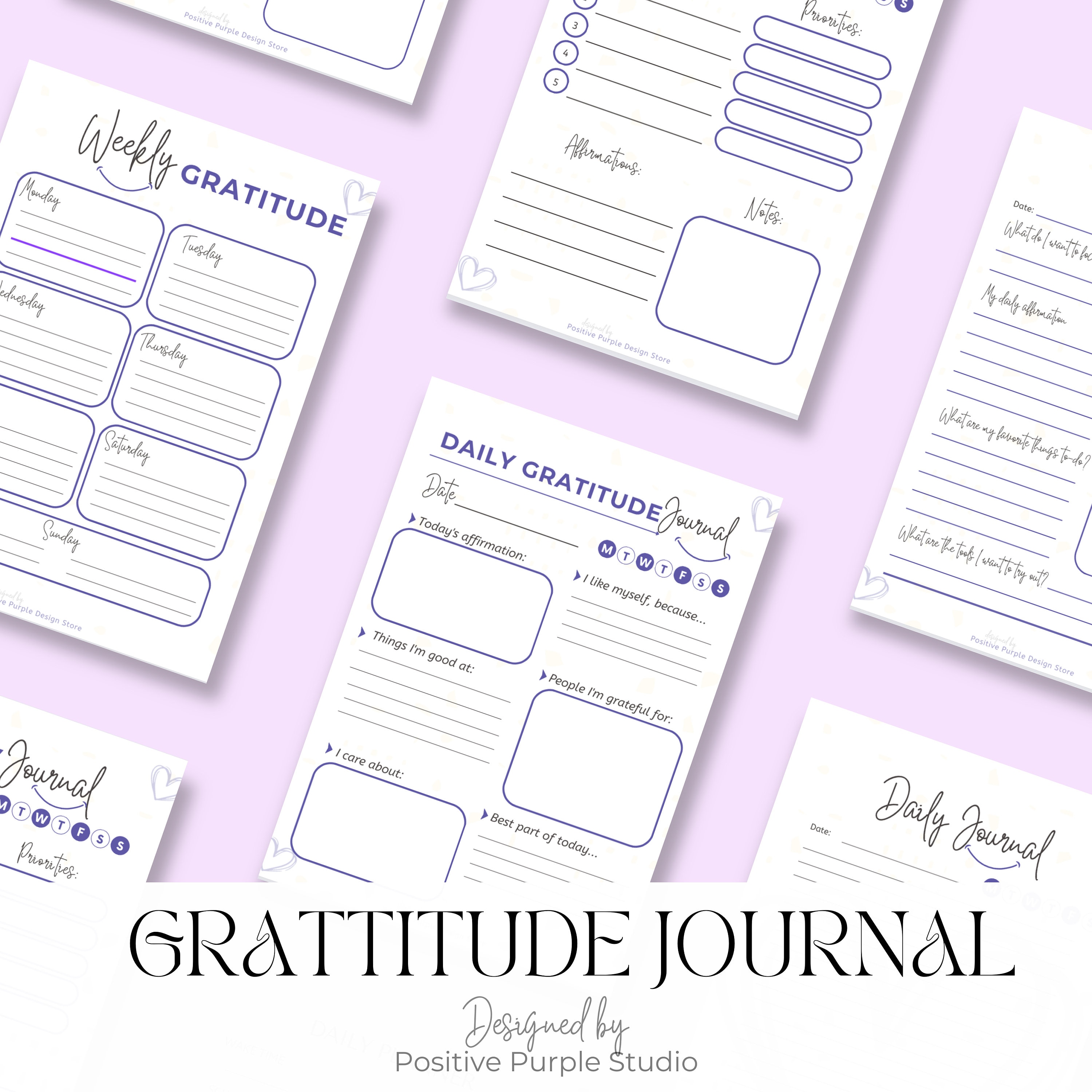 Printable Gratitude Journal Downloadable Printable Gratitude Planner ...