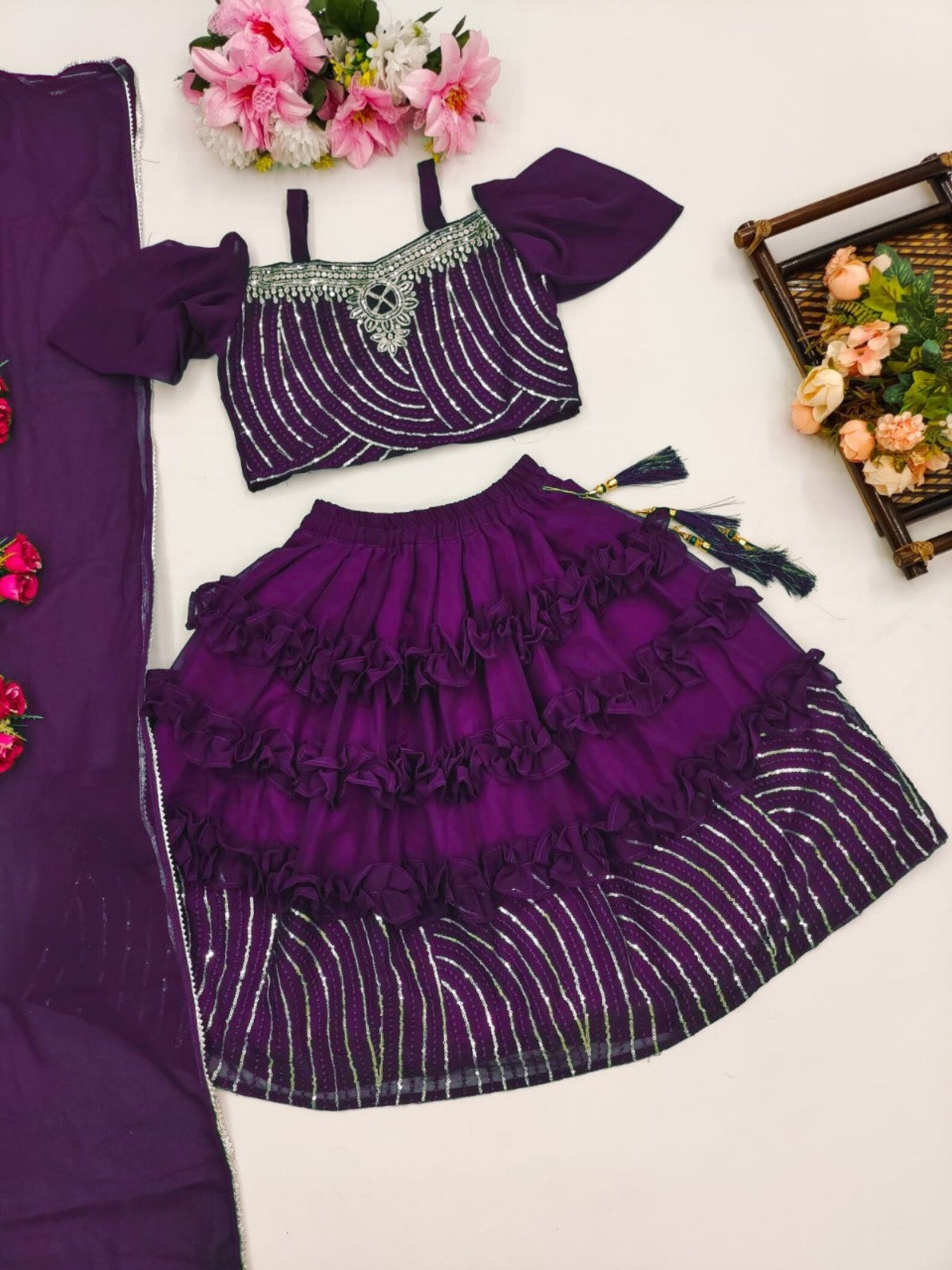 Readymade Designer Georgette Baby Lehenga and Blouse With Dupatta ...