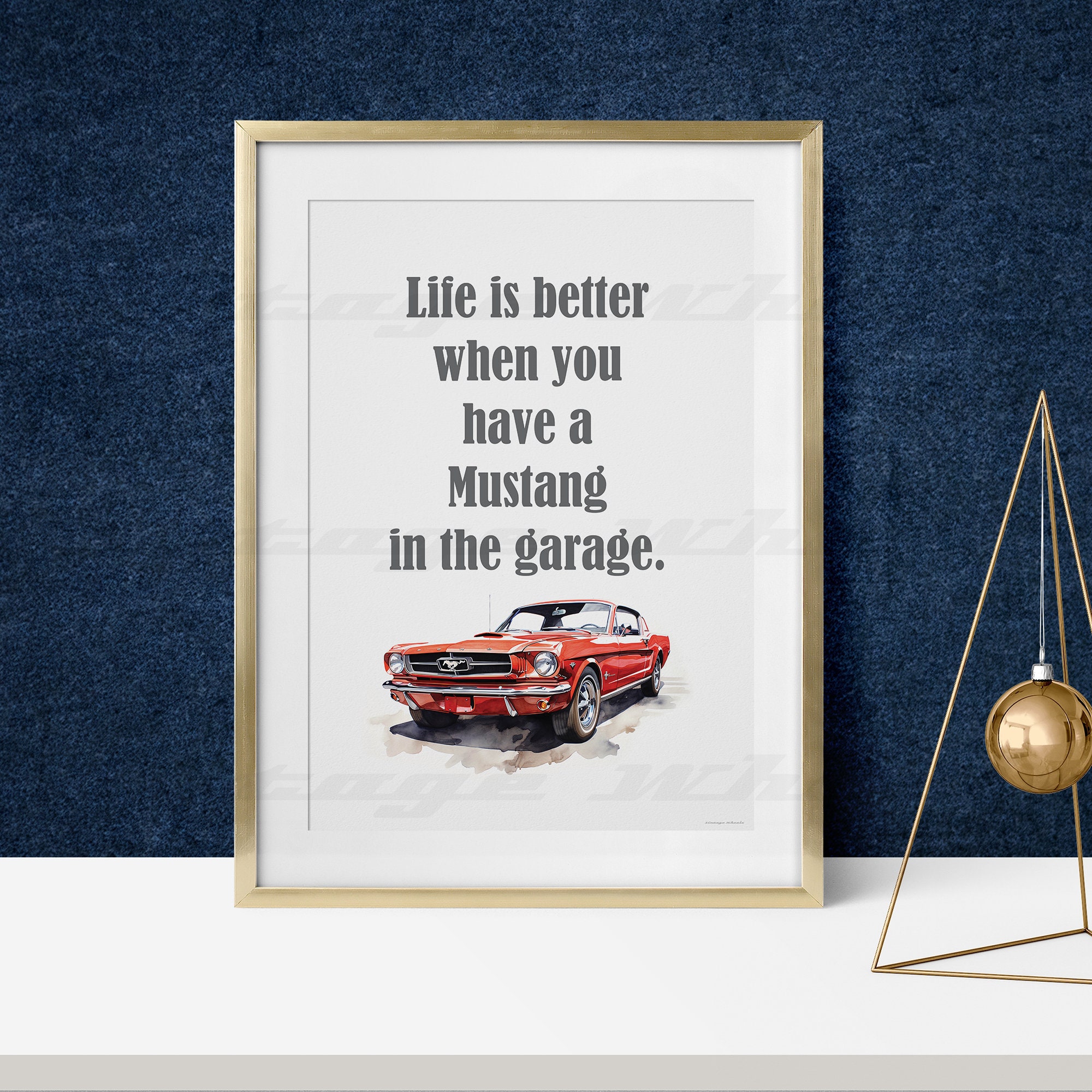 1964 Ford Mustang Quote Poster, Classic Car, Gift for Boy, Garage Wall ...
