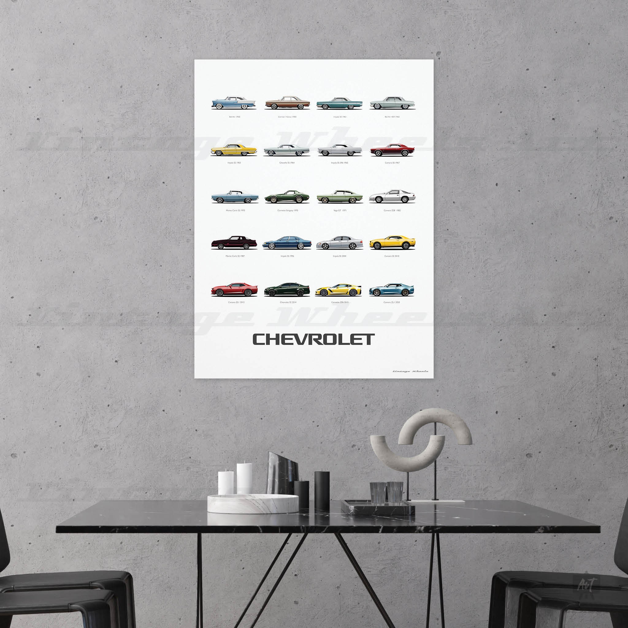 Chevrolet Muscle Car Collection Poster, American Muscle Car Poster ...