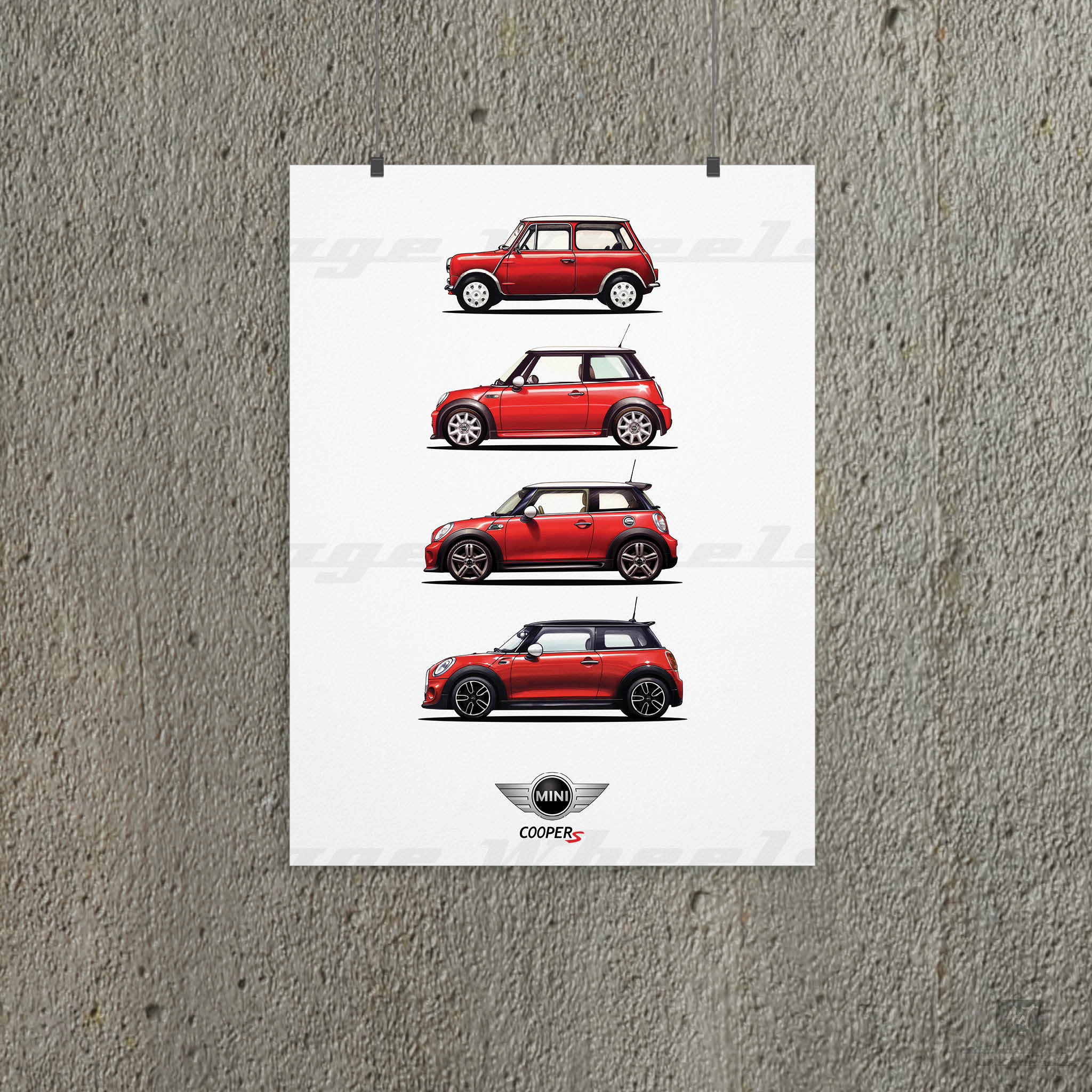 Mini Cooper S Series Poster, Classic Mini Cooper Poster, Mini Cooper 4 ...