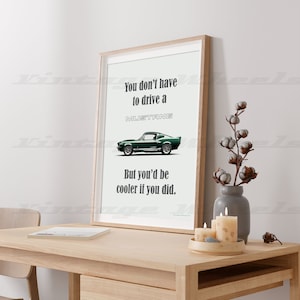 Ford Mustang Shelby Quote Poster, Classic Car, Gift for Boy, Garage ...