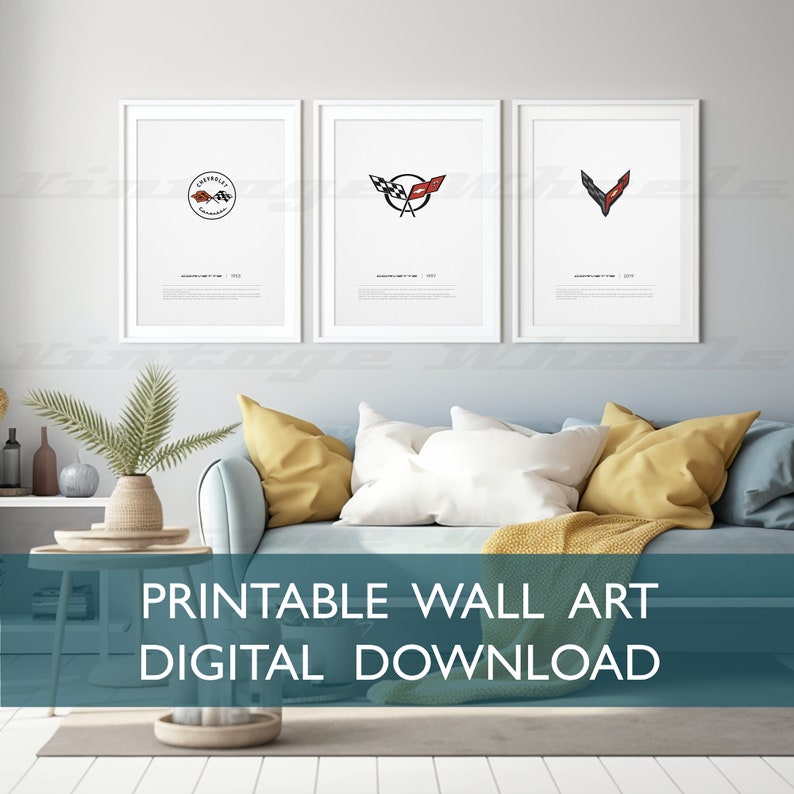 Chevrolet Corvette Logo Evolution Poster Iconic Insignias - Etsy