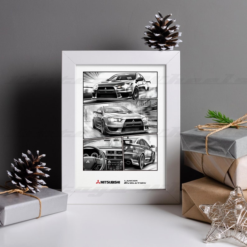 Mitsubishi Lancer Evolution Poster,manga-style Jdm Poster, Gift for Him ...