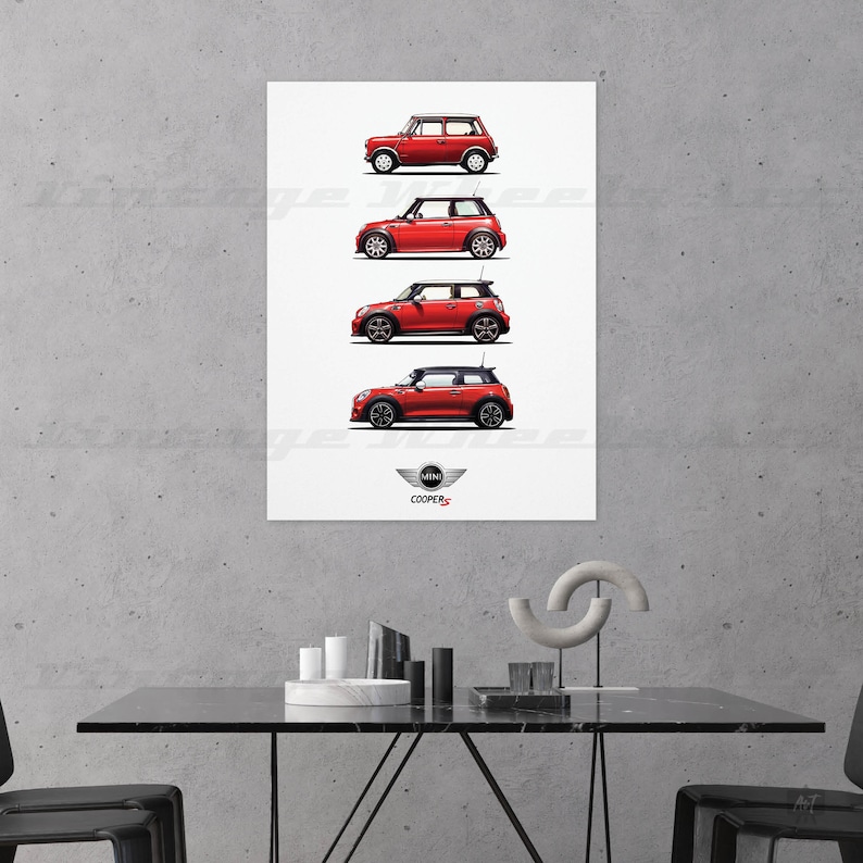 Mini Cooper S Series Poster, Classic Mini Cooper Poster, Mini Cooper 4 ...