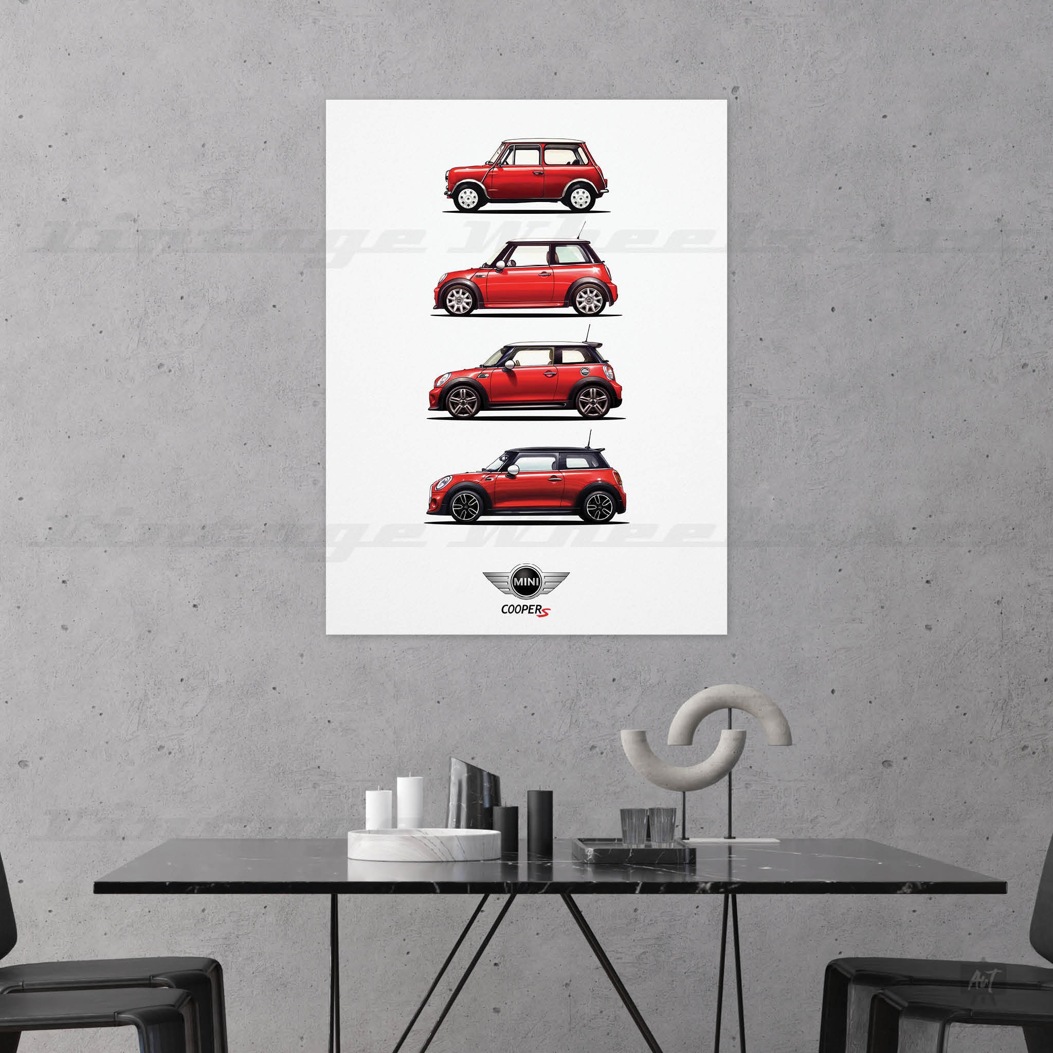 Mini Cooper S Series Poster, Classic Mini Cooper Poster, Mini Cooper 4 ...