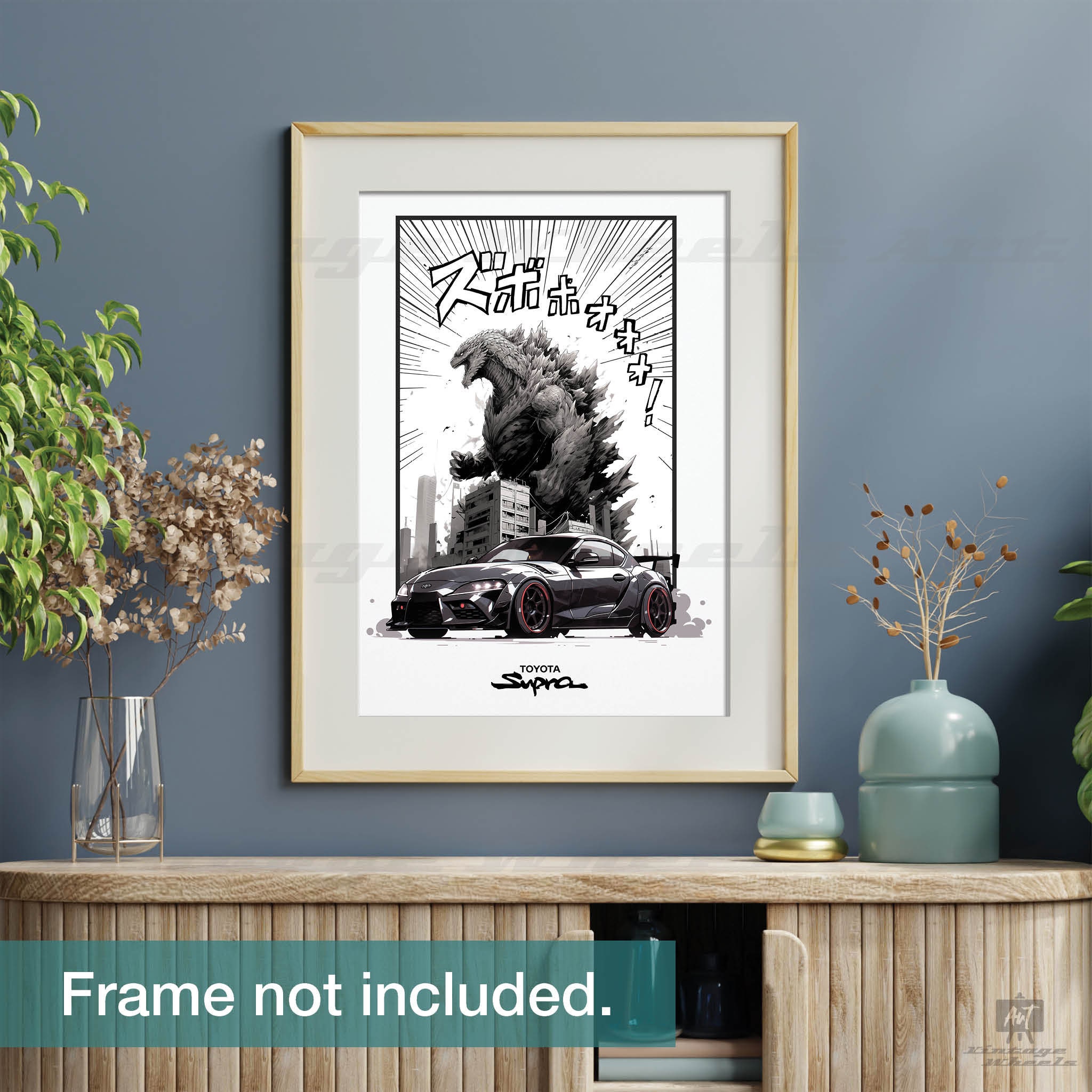 Toyota Supra Jdm Car Poster,manga-style Godzilla Poster, Gift for Him ...
