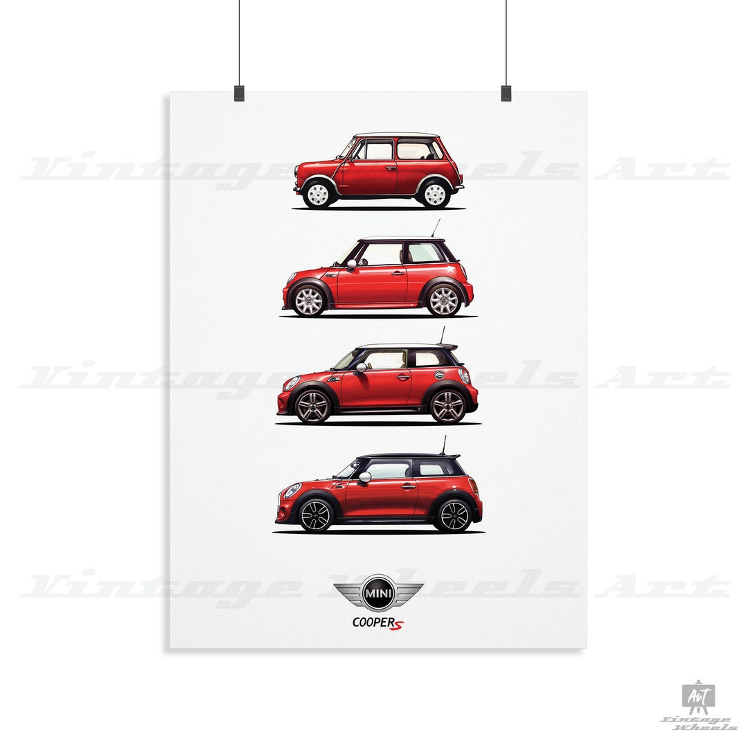 Mini Cooper S Series Poster, Classic Mini Cooper Poster, Mini Cooper 4 ...