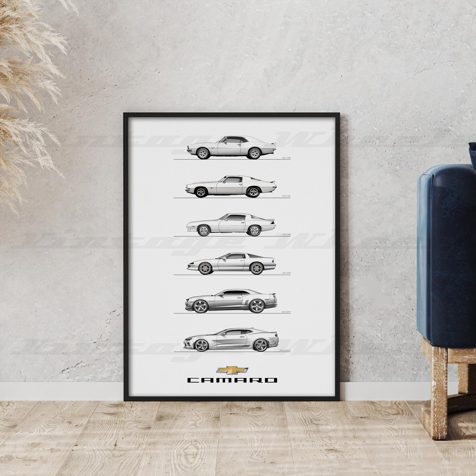 Chevrolet Camaro Collection Poster, Camaro Muscle Car Poster, Gift for ...