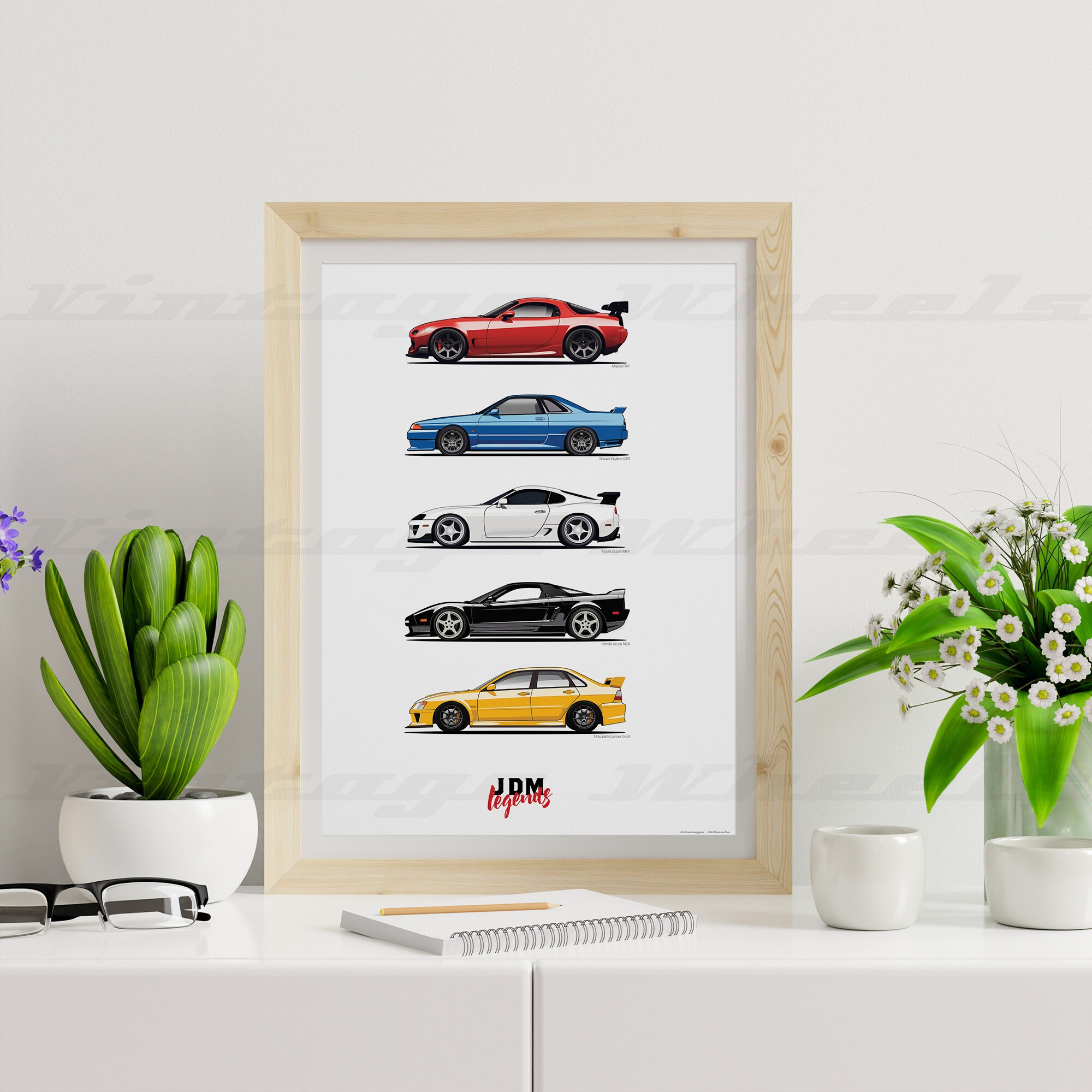 JDM Legends Car Poster, Toyota, Mazda, Nissan, Honda, Mitsubishi, Gift ...