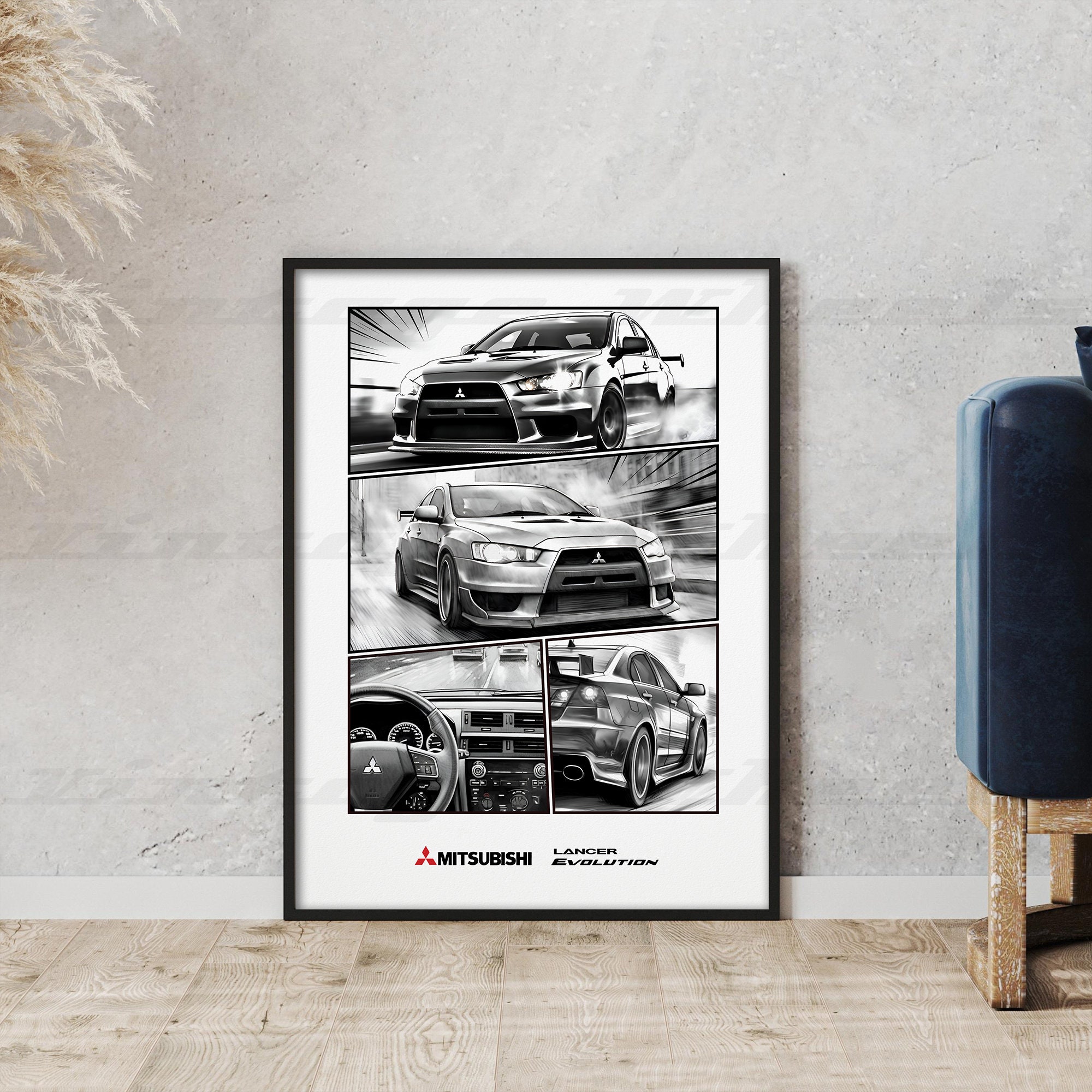 Mitsubishi Lancer Evolution Poster,manga-style Jdm Poster, Gift for Him ...