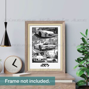Mazda RX-7 Jdm Car Poster, Manga-style Jdm Car Poster, Gift for Him ...