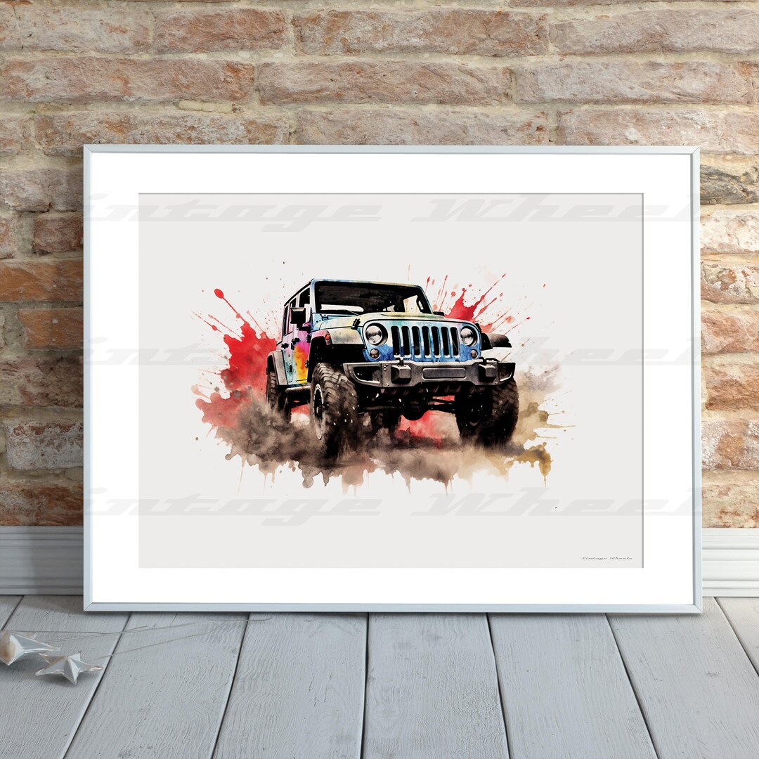 Jeep Wrangler Poster Legend Car Watercolorclassic Car Gift - Etsy