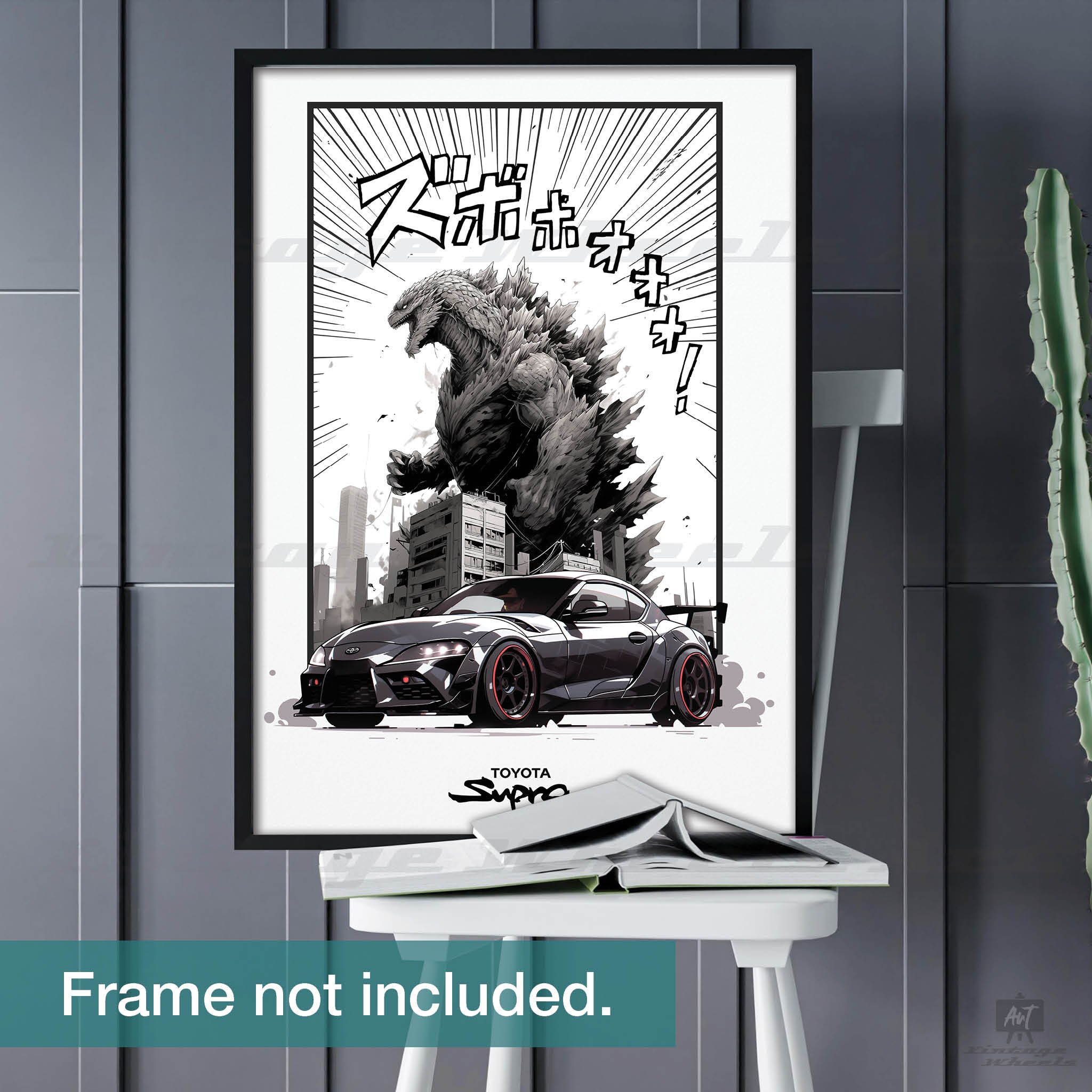 Toyota Supra Jdm Car Poster,manga-style Godzilla Poster, Gift for Him ...