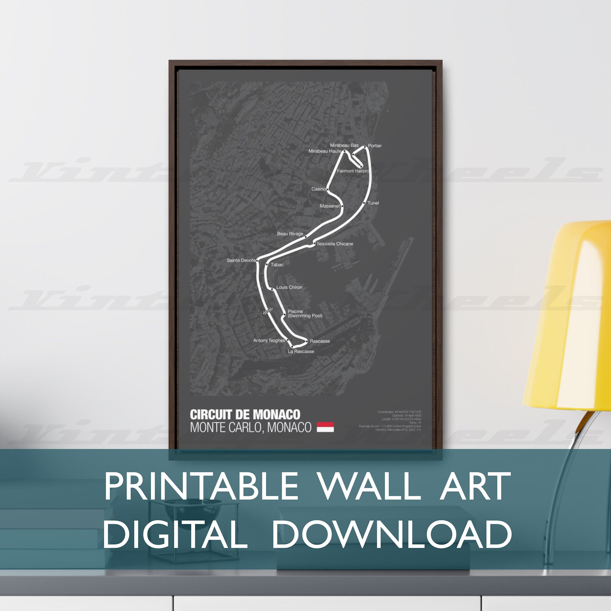 Circuit De Monaco Poster Grey, F1 Poster, Legend Car Poster, Gift for ...