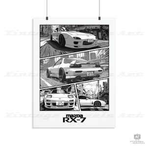 Mazda RX-7 Jdm Car Poster, Manga-style Jdm Car Poster, Gift for Him ...