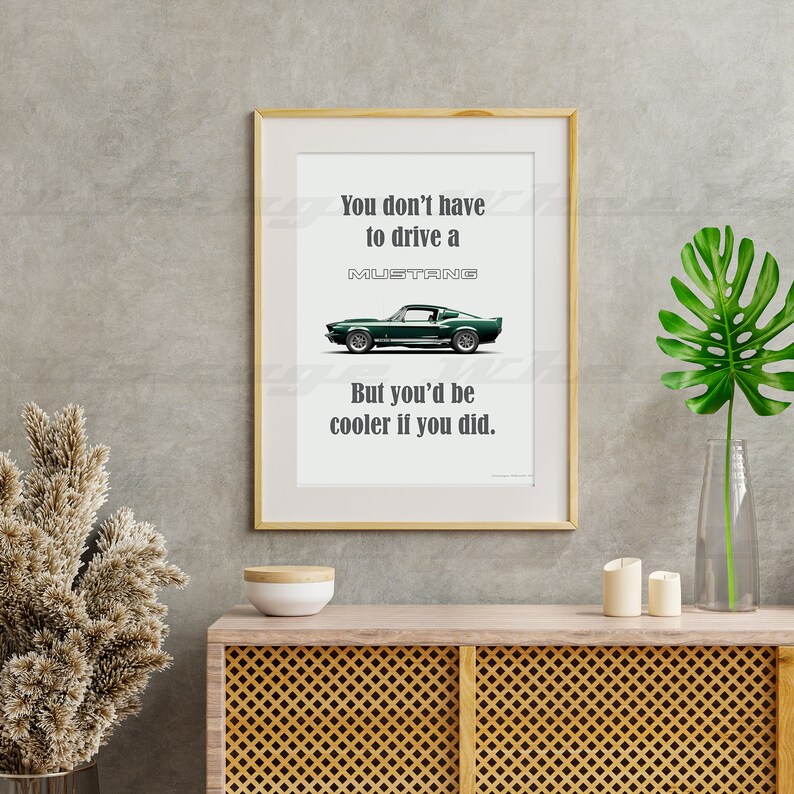 Ford Mustang Shelby Quote Poster, Classic Car, Gift for Boy, Garage ...