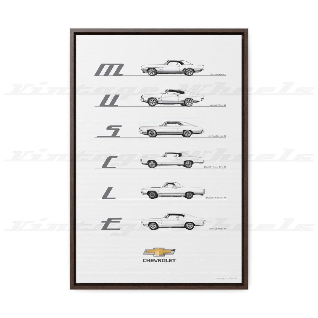 Chevrolet Muscle Cars Poster, Classic Car, Gift for Boy, Garage Wall ...