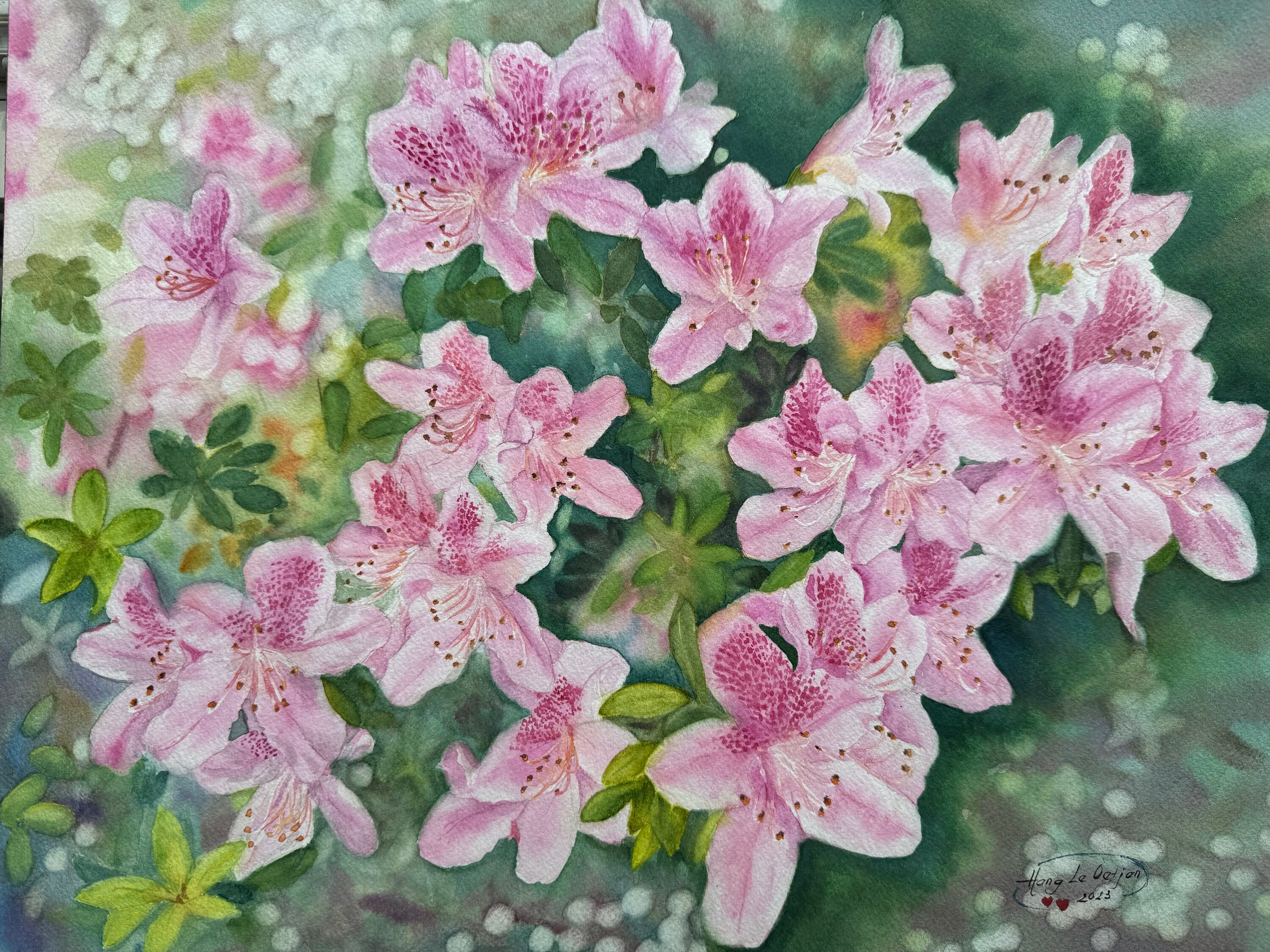 Azalea Flowers Watercolor Painting - Etsy