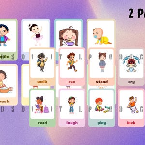 Action Verbs Flashcards, Verb Flashcards for Kids, Preschool Action ...