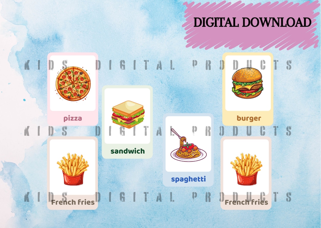 Foods Flashcards 16 Cards Digital Download Card Creative Cards ...