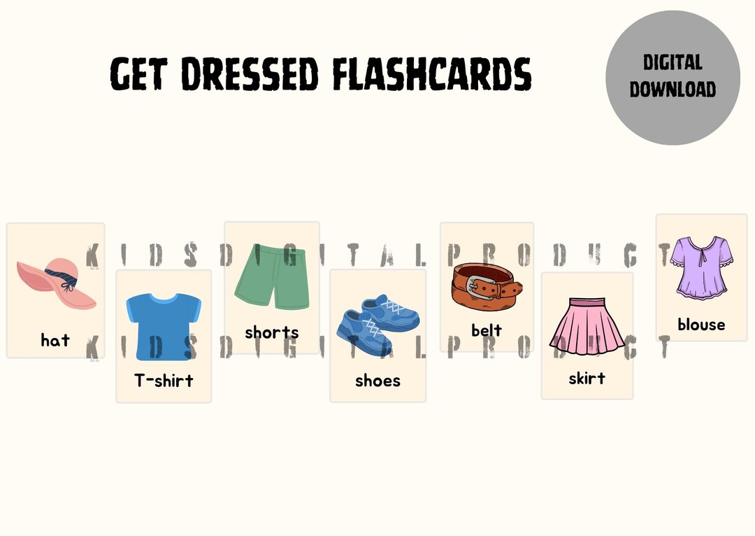 Get Dressed Flashcards, Dress Up, Clothing, Toddler Dressing Cards ...