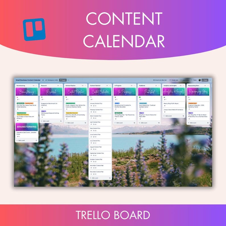 Trello Board Template: CONTENT CALENDAR / Small Business Board for ...