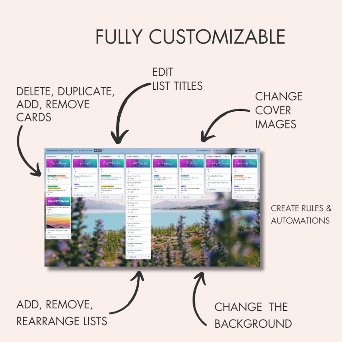 Trello Board Template: CONTENT CALENDAR / Small Business Board for ...