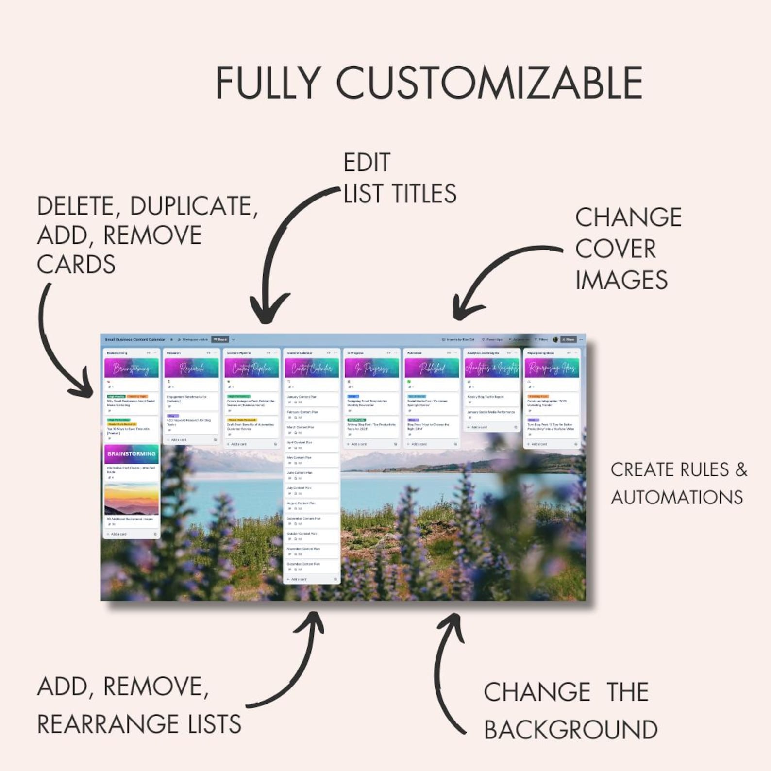 Trello Board Template: CONTENT CALENDAR / Small Business Board for ...