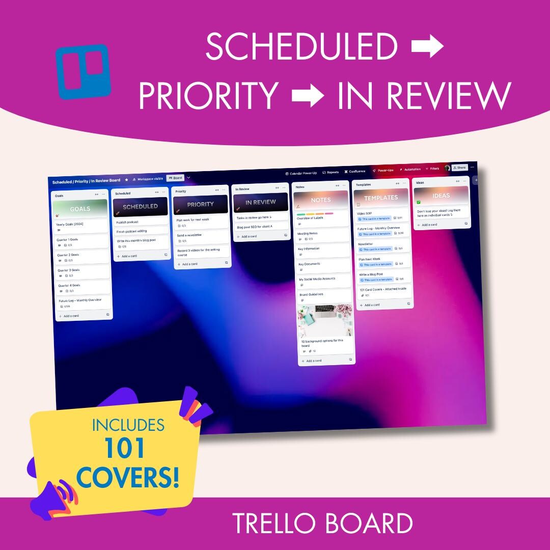 Trello Board Template: WORK PRIORITIES / Work Small Business Board ...