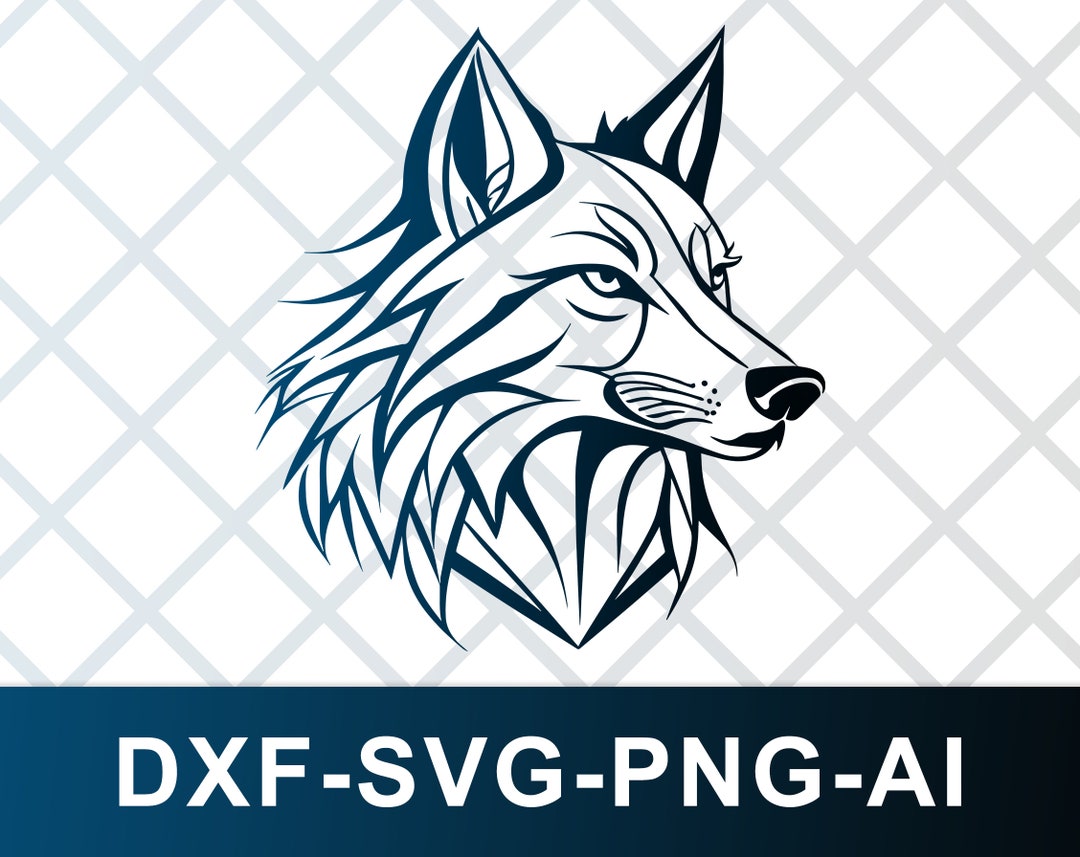 Logotipo da cabeça do lobo SVG DXF PNG Wolf Laser gravura Clipart ...