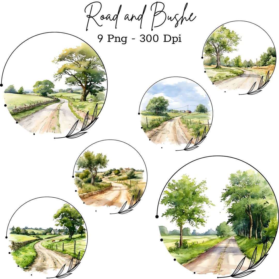 Fall Scenic Road Trip Digital Paper Bundle 9 PNG Files, Country Roads ...