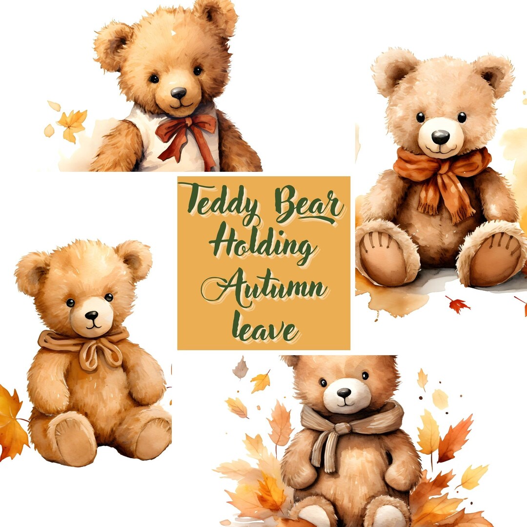 Autumn Baby Bear Clipart Bundle, Bear Decorations, Cozy Fall Clipart ...