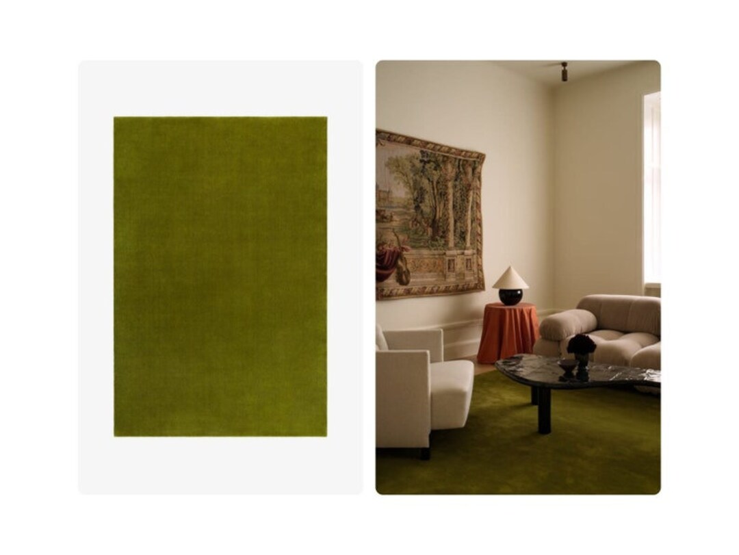 Plane Green Hand-tufted Rug Woolen Rug Solid Colored 100% Woolen Area ...