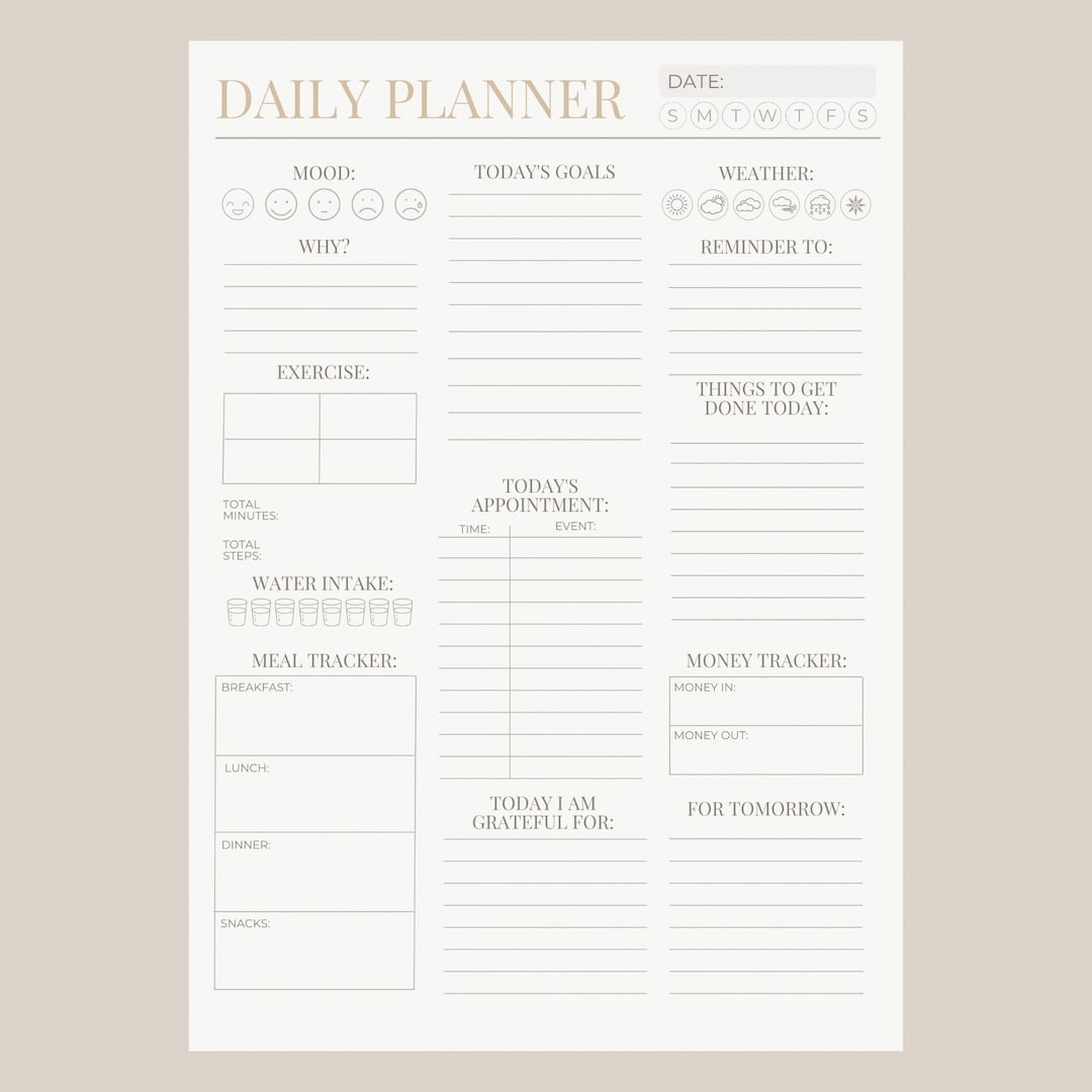 Downloadable and Printable ADHD Daily Planner - Etsy