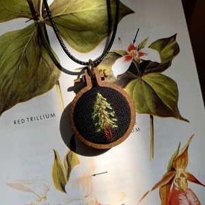 Hand Embroidered Tree Necklace Mini Embroidery Hoop Necklace, Forest ...