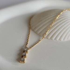 Three Diamond Necklace, Crystal Necklace, Triple Diamond Necklace ...