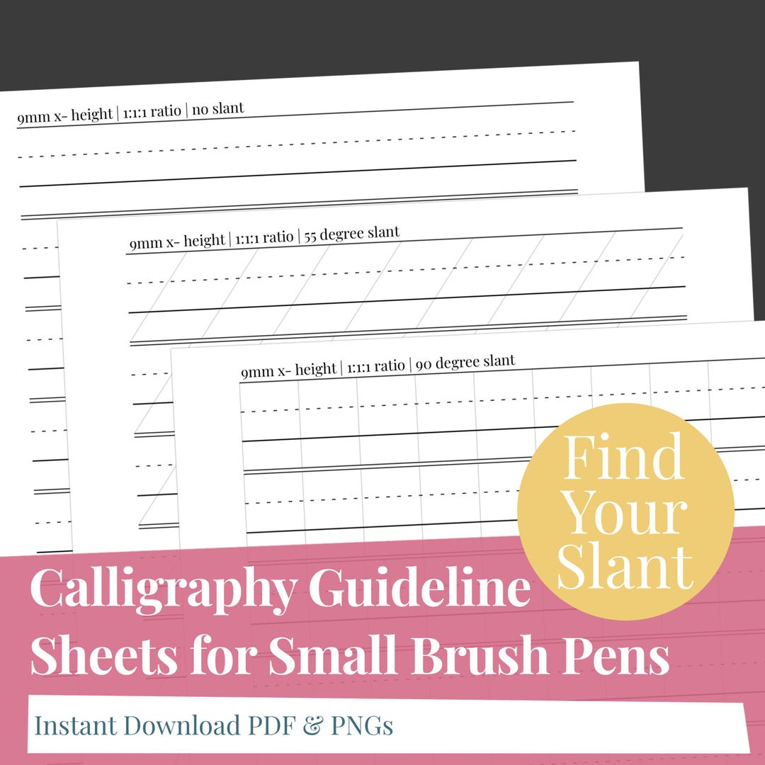 9mm X-height Calligraphy Guideline Sheets Multiple Slants Included - Etsy